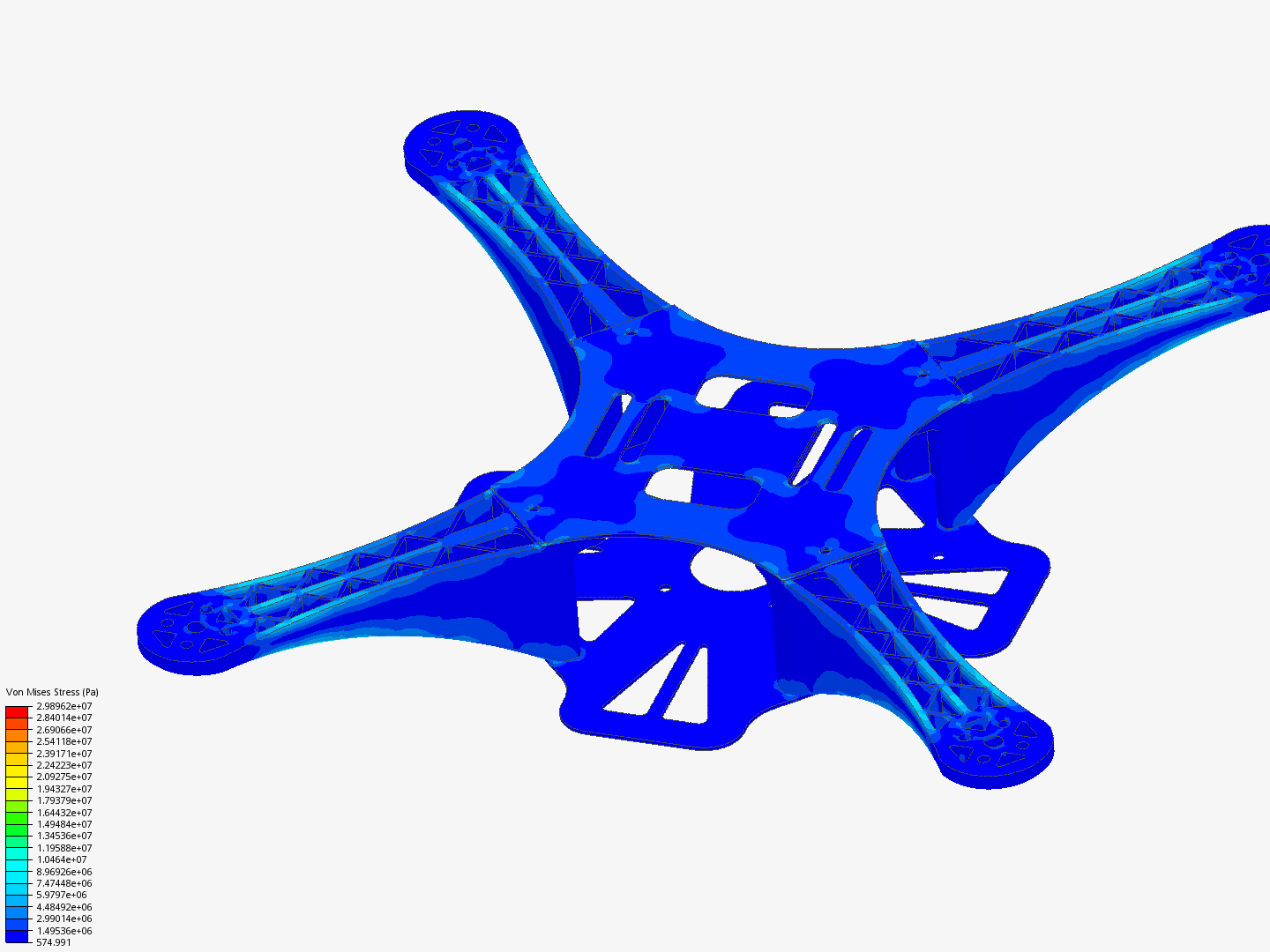 Static Stress of Drone Frame by Mbalphadrones | SimScale