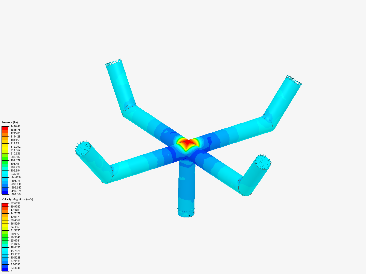 Quad Pipe Flow Simulation by abhinavkrishna | SimScale