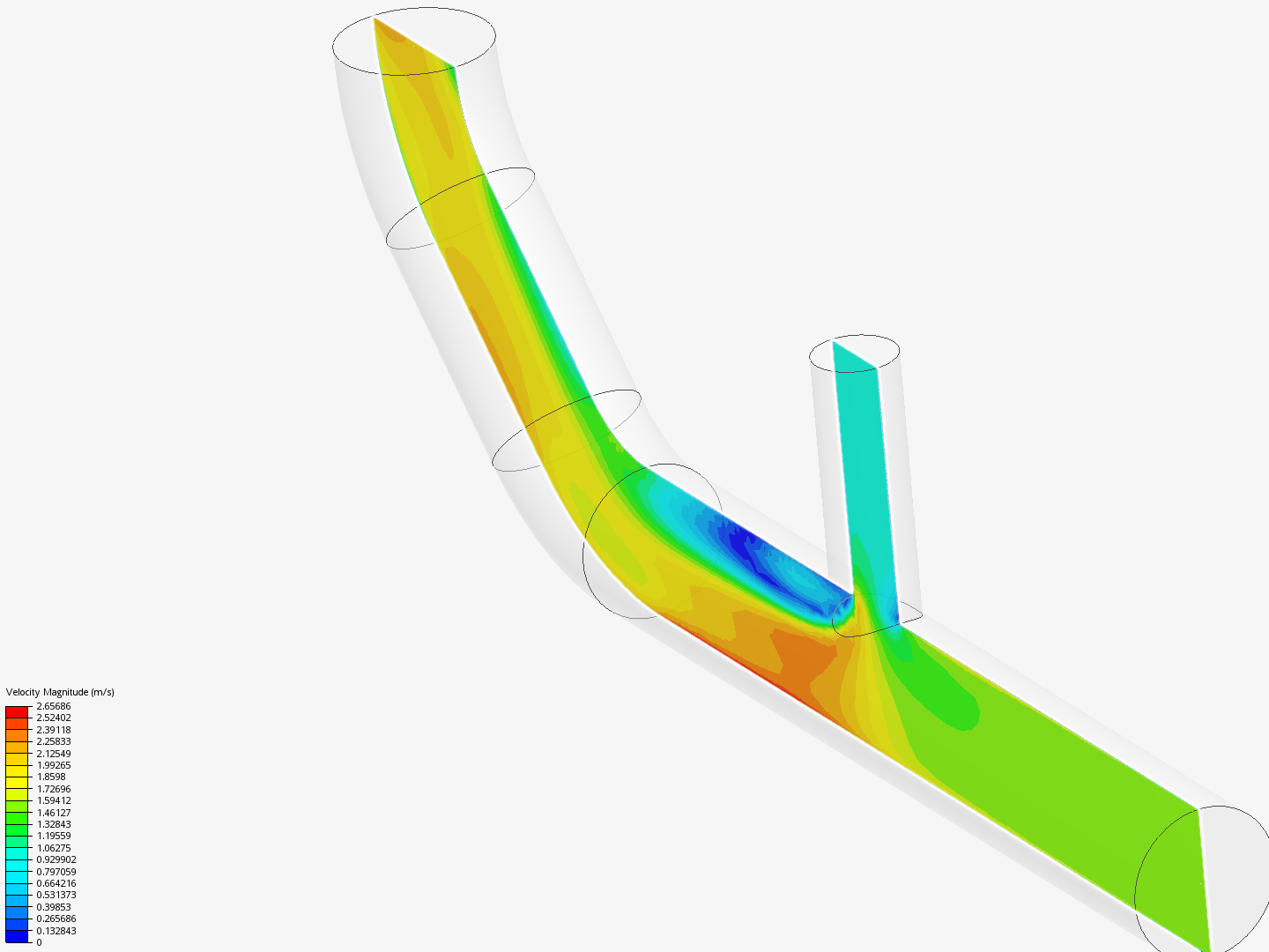 INCOMPRESSIBLE FLOW THROUGH A PIPE JUNCTION by d_onimowo | SimScale