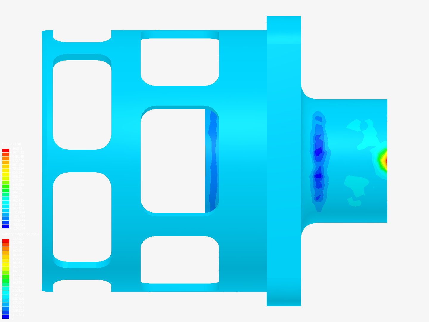 Fuel Valve CFD Flow - Pressure by embraceableAI | SimScale