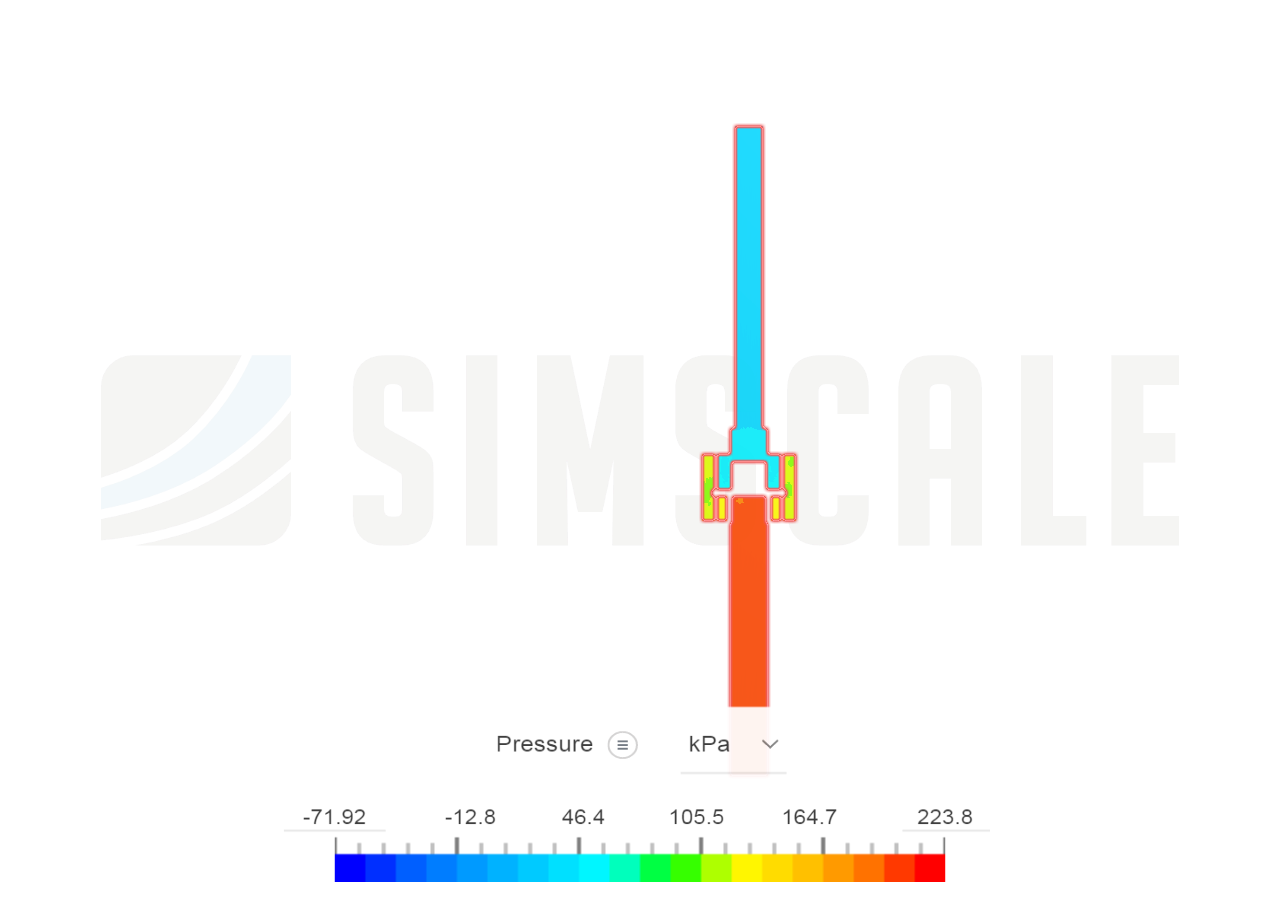 Water flow through pressure regulator by hishamimam1973 | SimScale
