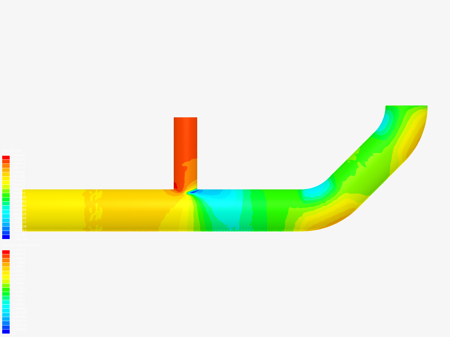 Pipe flow with two inlets by jordanwalks2002 | SimScale