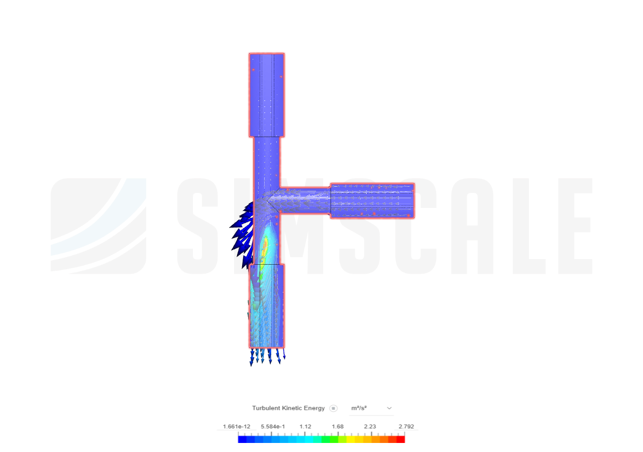 T junction recreation solidworks flipped flow by shreyajo | SimScale
