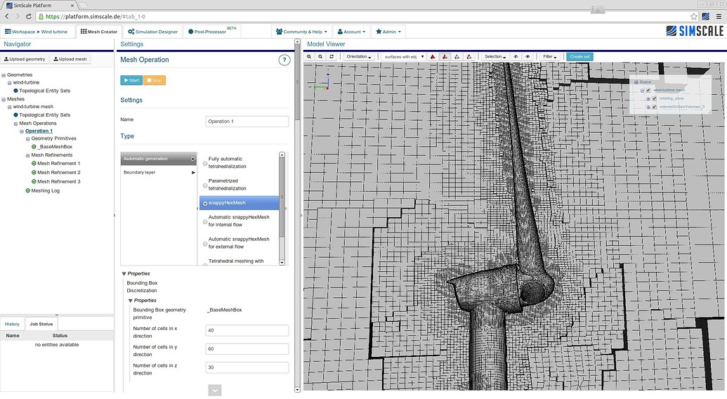 Wind Turbine Simulation of Airflow around the Blades by jprobst | SimScale