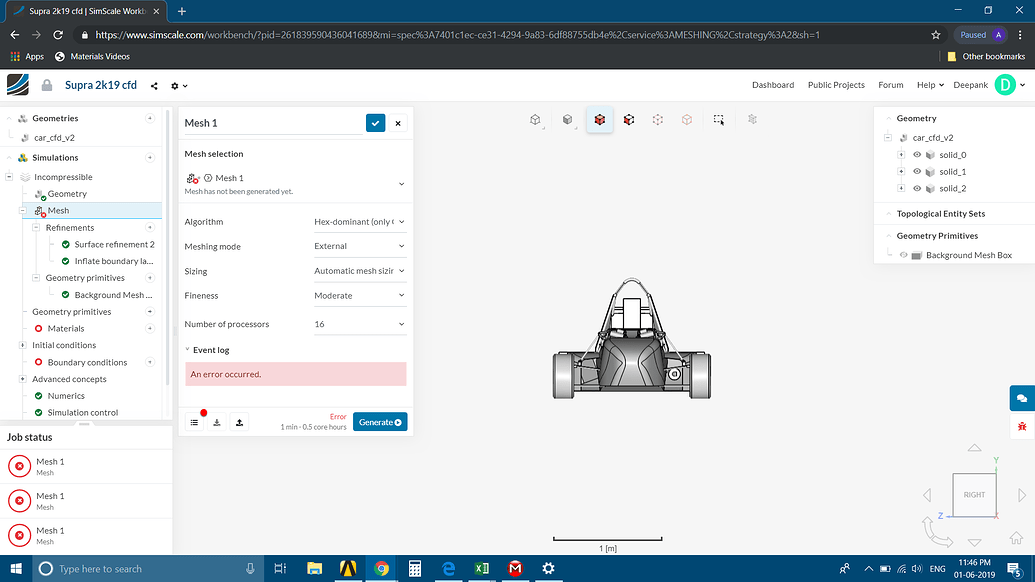 Error in mesh - CAD & Meshing - SimScale CAE Forum