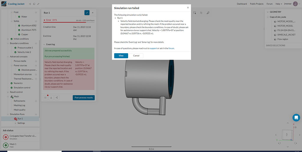 Thermal Cooling of A Electric Motor - Project Support - SimScale CAE Forum