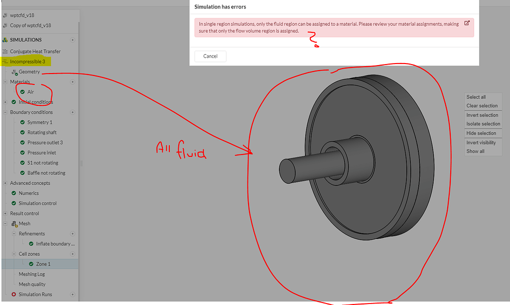 Simulation setup error with fluid region assignment - Project Support - SimScale CAE Forum