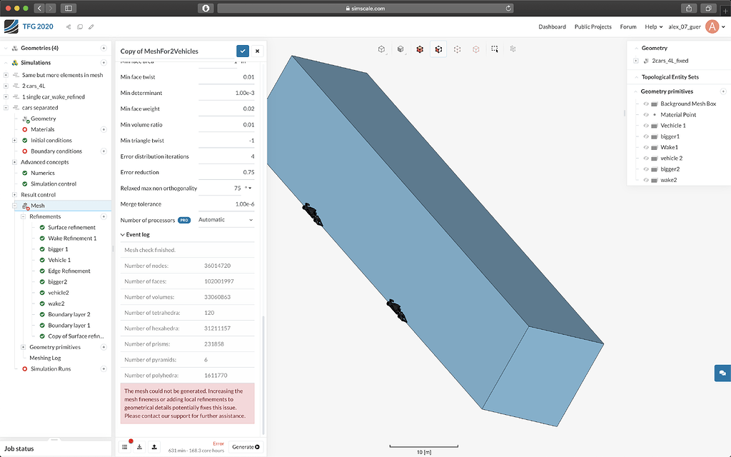 Formula 1 slipstream mesh - Project Support - SimScale CAE Forum