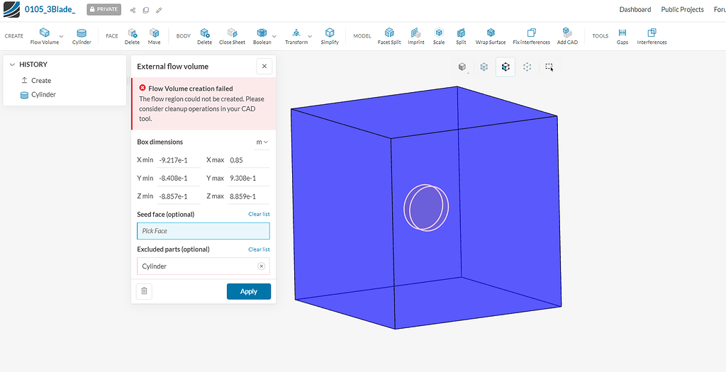External flow generation error - Project Support - SimScale CAE Forum
