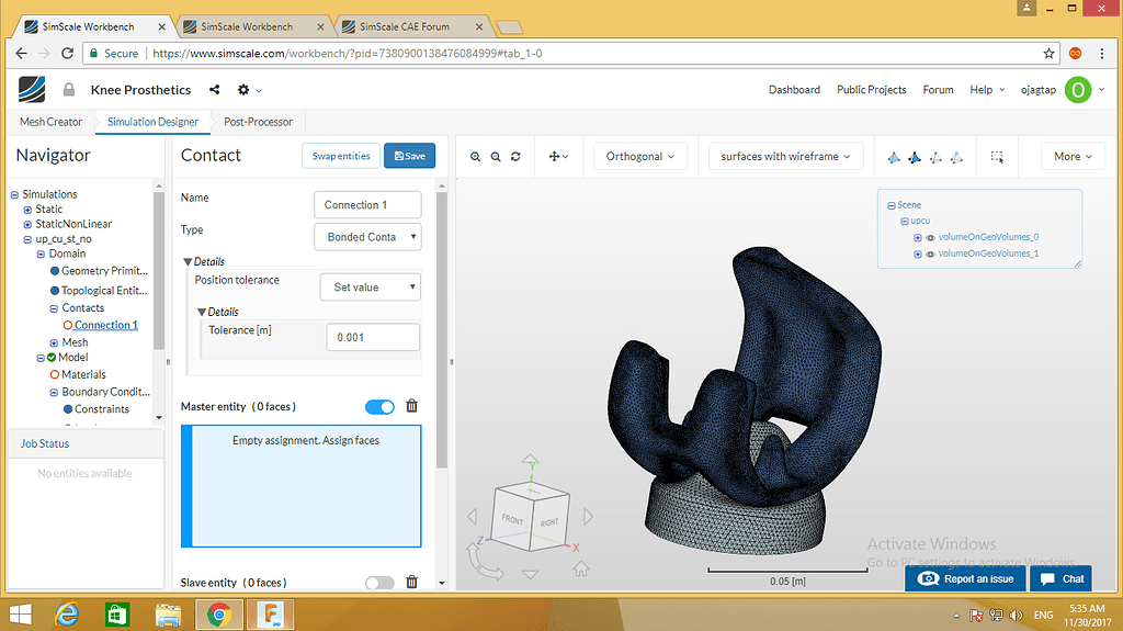 Knee Prosthesis - Contact with friction - Project Support - SimScale CAE Forum