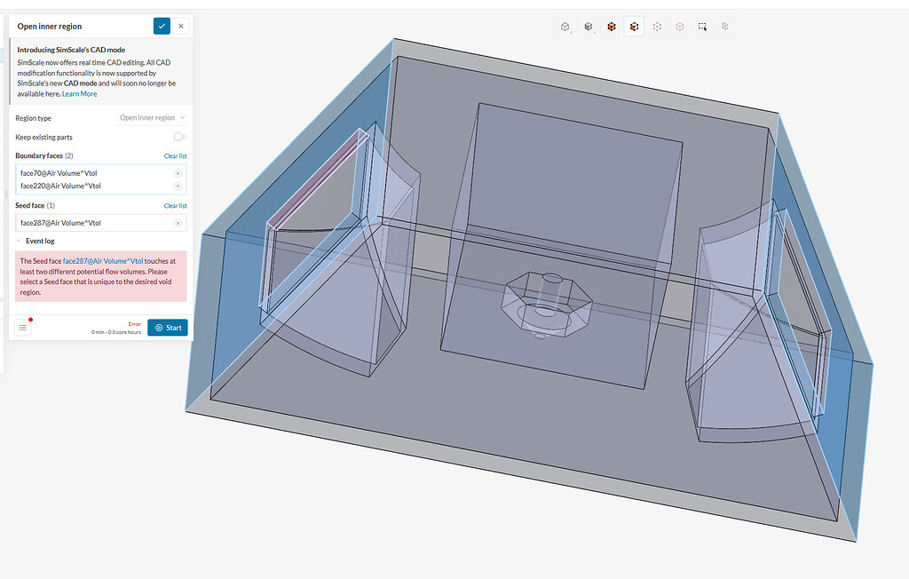 The Seed face touches at least two different potential flow volumes - Project Support - SimScale ...