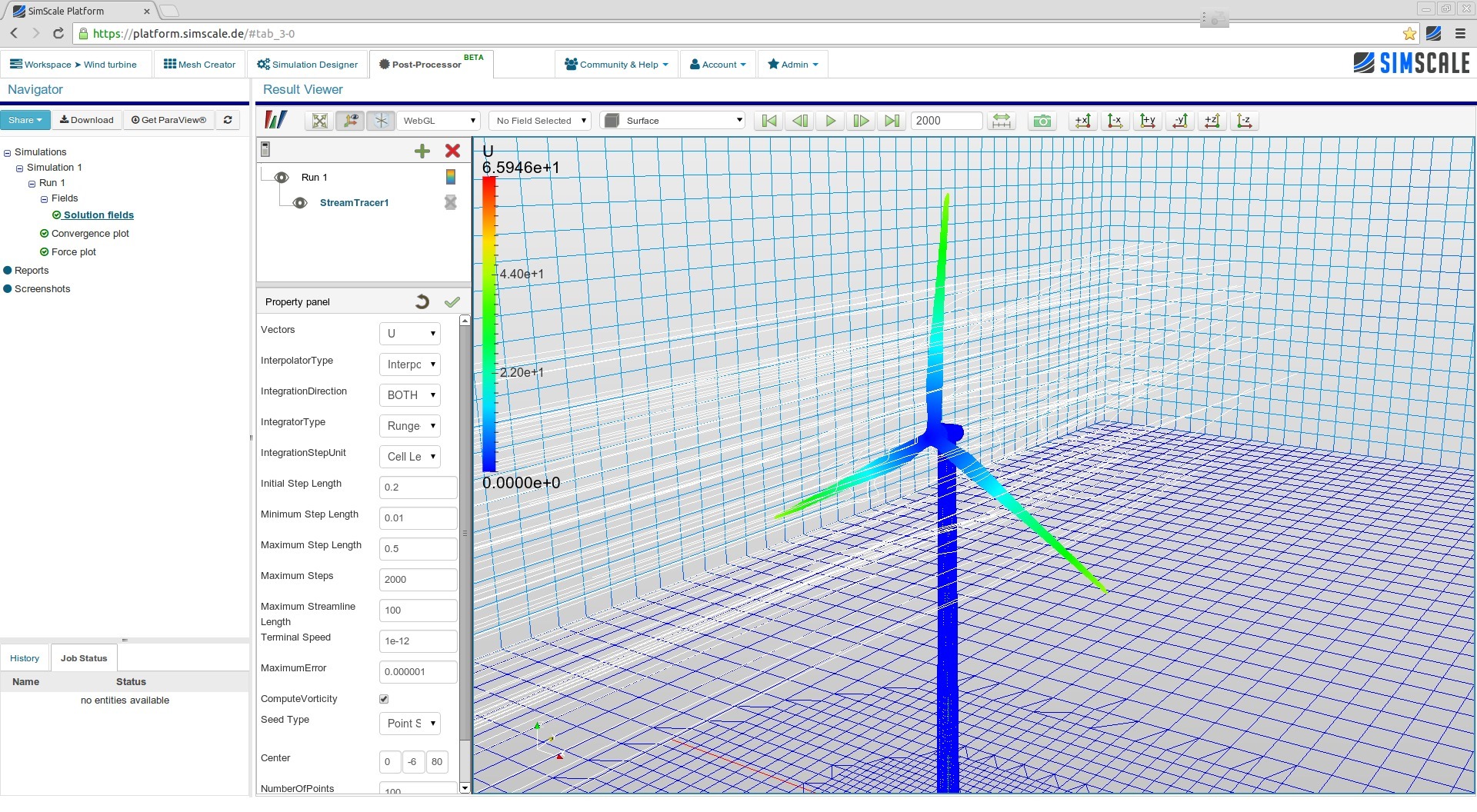 Wind Turbine Simulation of Airflow around the Blades - SimScale