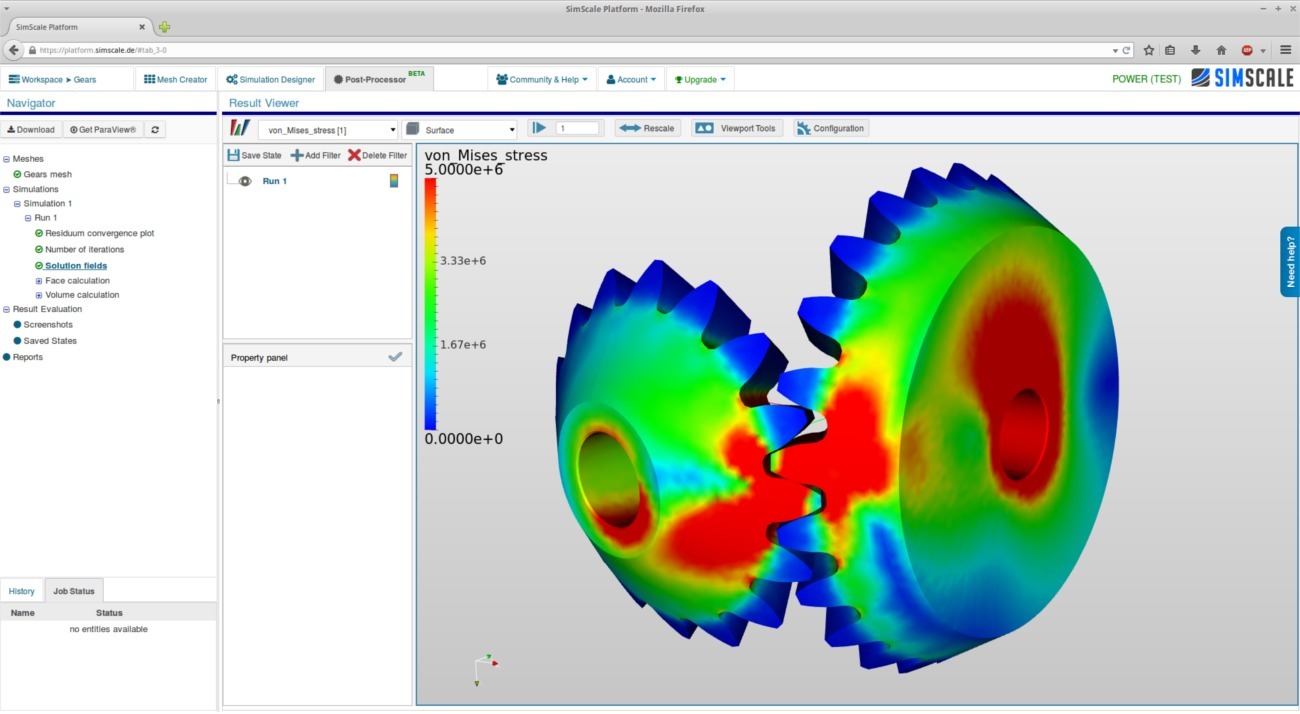 Dynamic Structural Analysis of Gears in Contact by stadlerj | SimScale