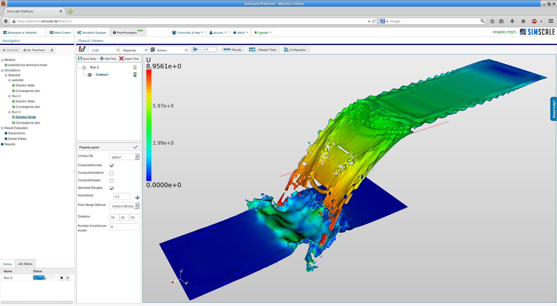 Waterfall Multiphase Flow Simulation Free Surface by Milad_Mafi | SimScale