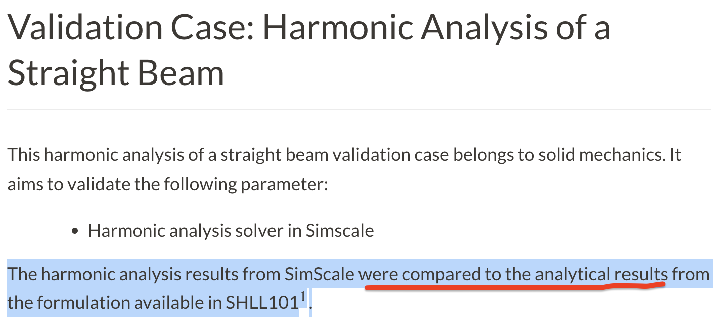 Validation Case: Harmonic Analysis of a Straight Beam - reference results - Project Support ...