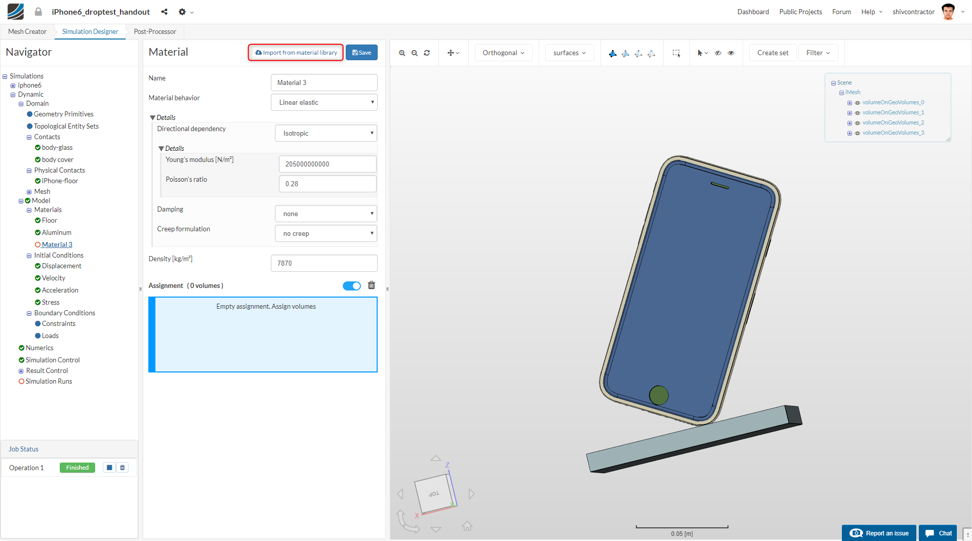 FEA Master Class: Session 3 (Drop Analysis of an iPhone 6) - Solid Mechanics / FEA - SimScale ...