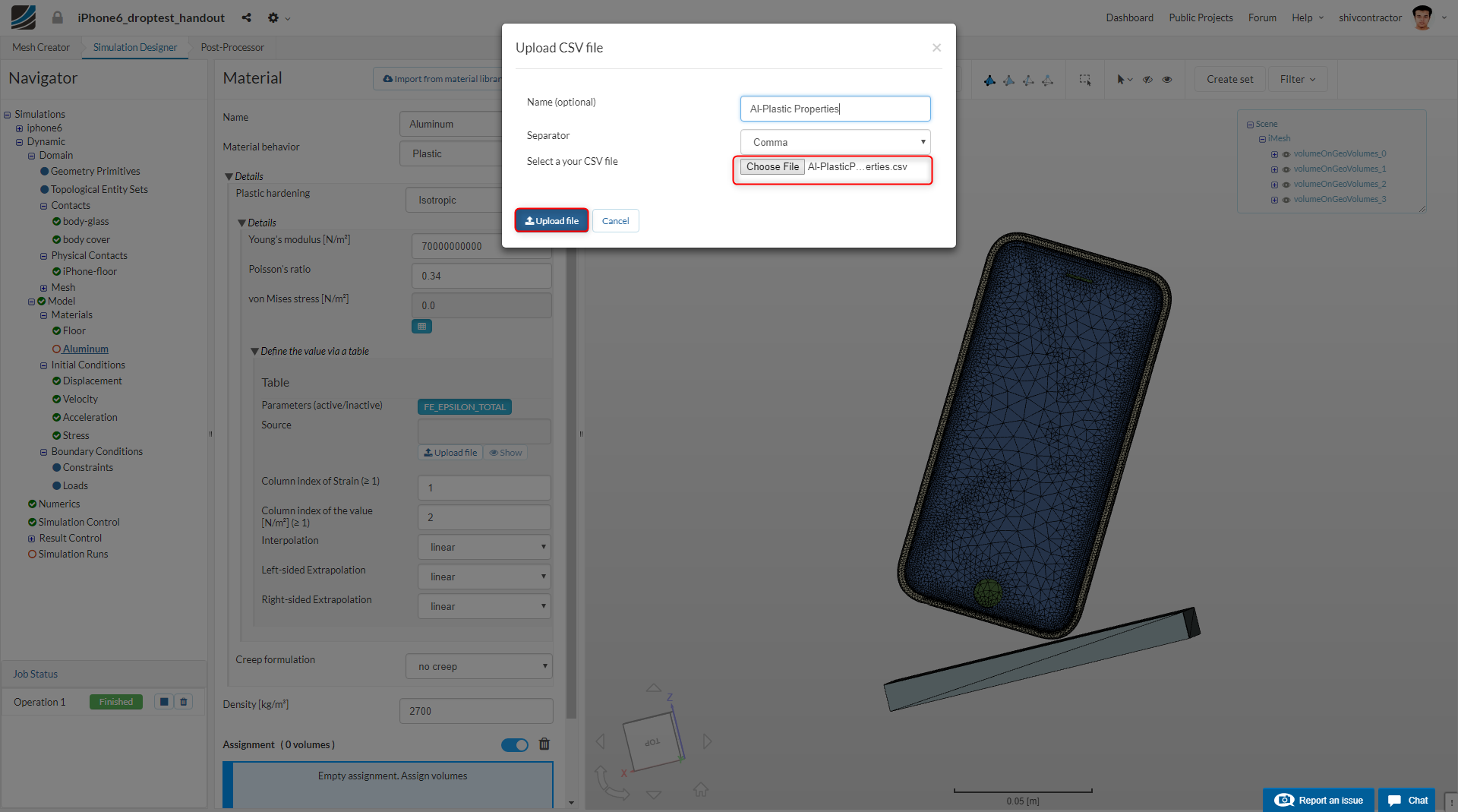 FEA Master Class: Session 3 (Drop Analysis of an iPhone 6) - Solid Mechanics / FEA - SimScale ...