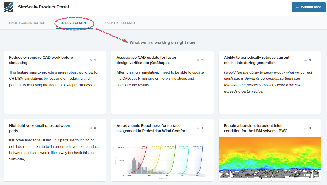 How to suggest new features or check what is currently under development (SimScale Roadmap ...