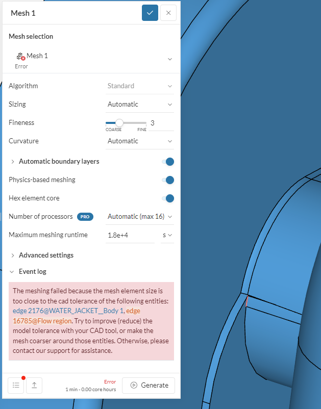 The meshing failed because the mesh element size is too close to the cad tolerance - Project ...