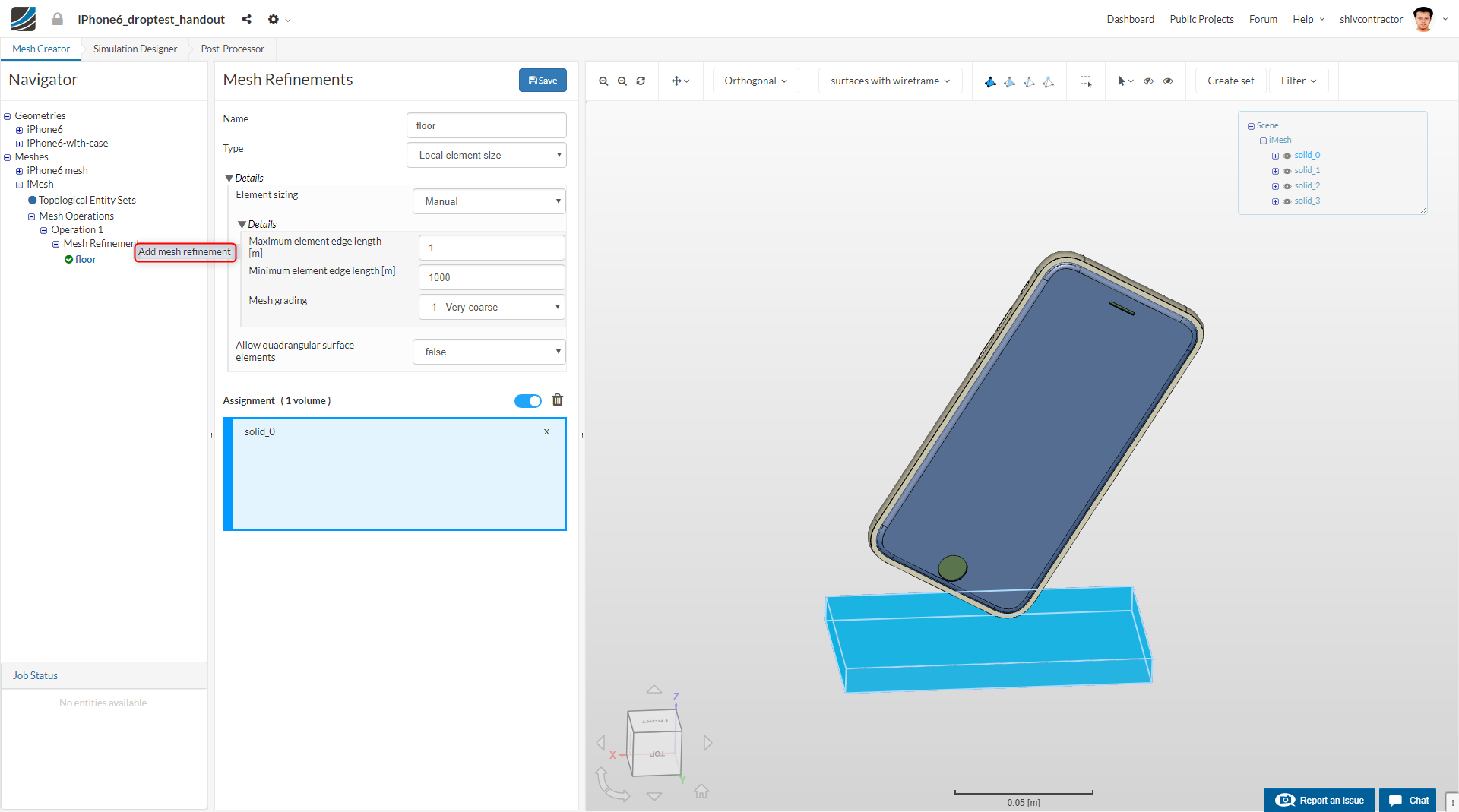 FEA Master Class: Session 3 (Drop Analysis of an iPhone 6) - Solid Mechanics / FEA - SimScale ...