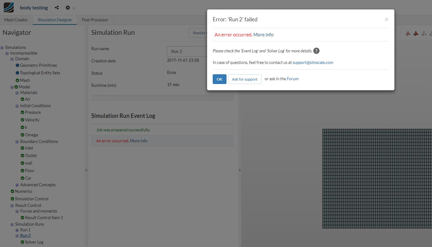 Simulation Error - Project Support - SimScale CAE Forum