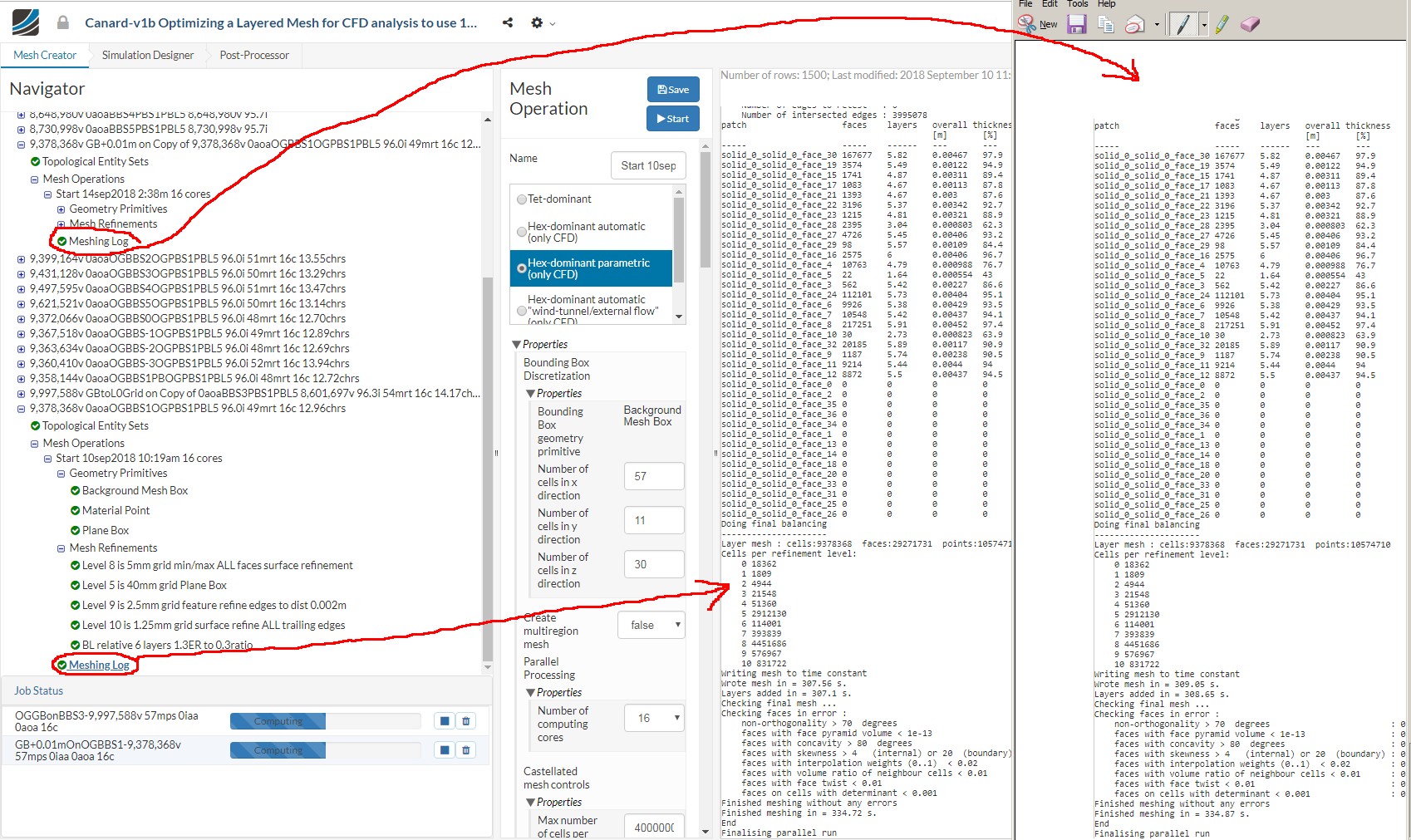 Every Re Mesh Using Hex Dominant Parametric Algorithm Gives A Different Number Of Cells Using