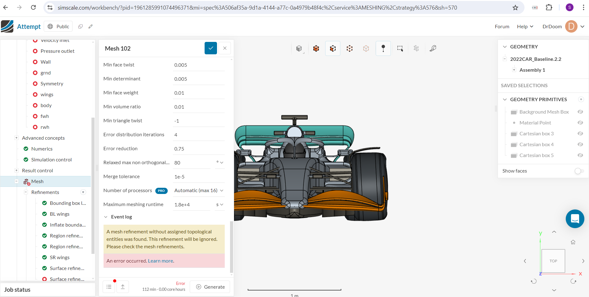 Mesh Generation Problem - Project Support - SimScale CAE Forum