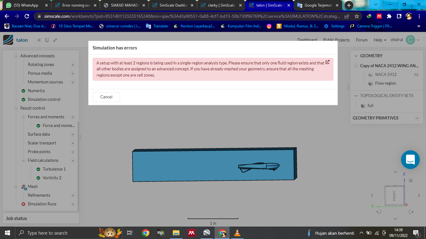 The physics can not be taken into account as the simulation setup is ...