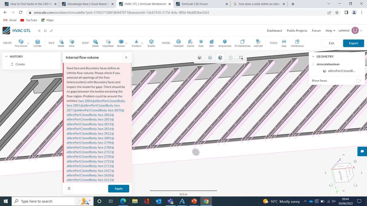 Internal Flow Geometry Error Irrigation system - Project Support ...