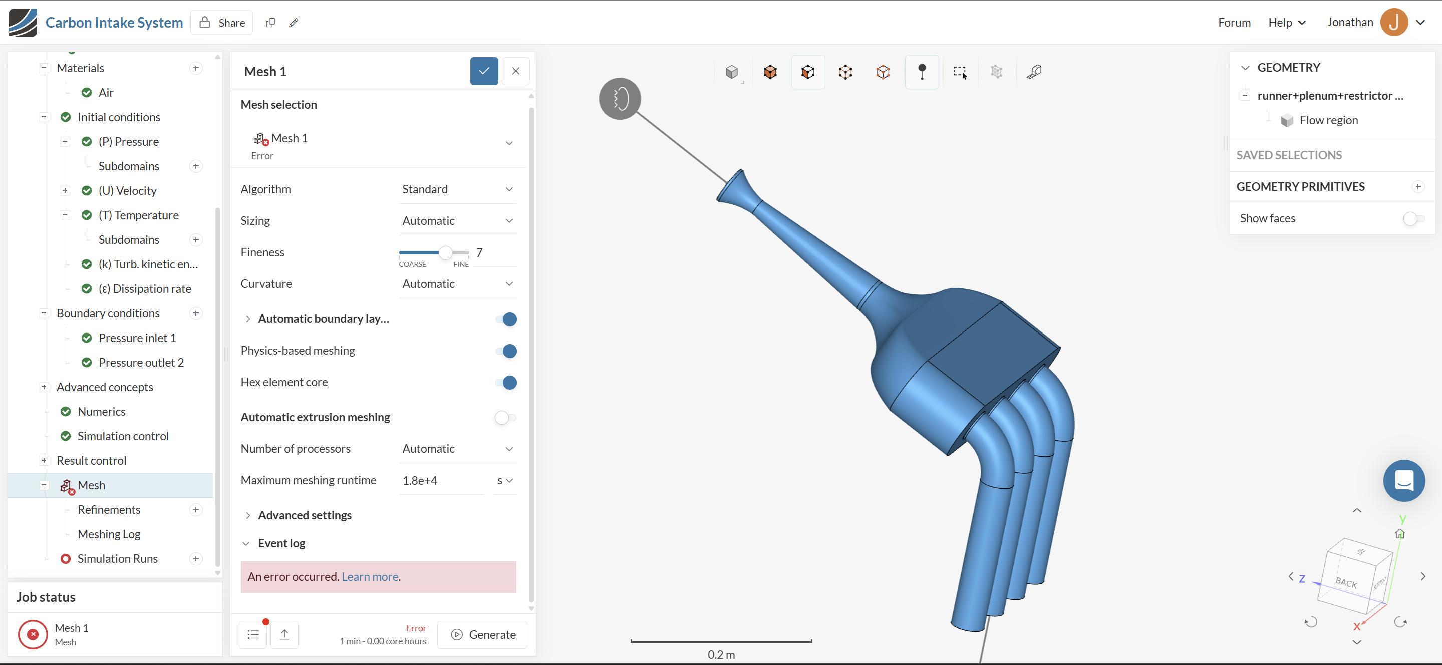 Fatal IO Error: An Error Occured - CFD Simulation on FSAE Intake System ...