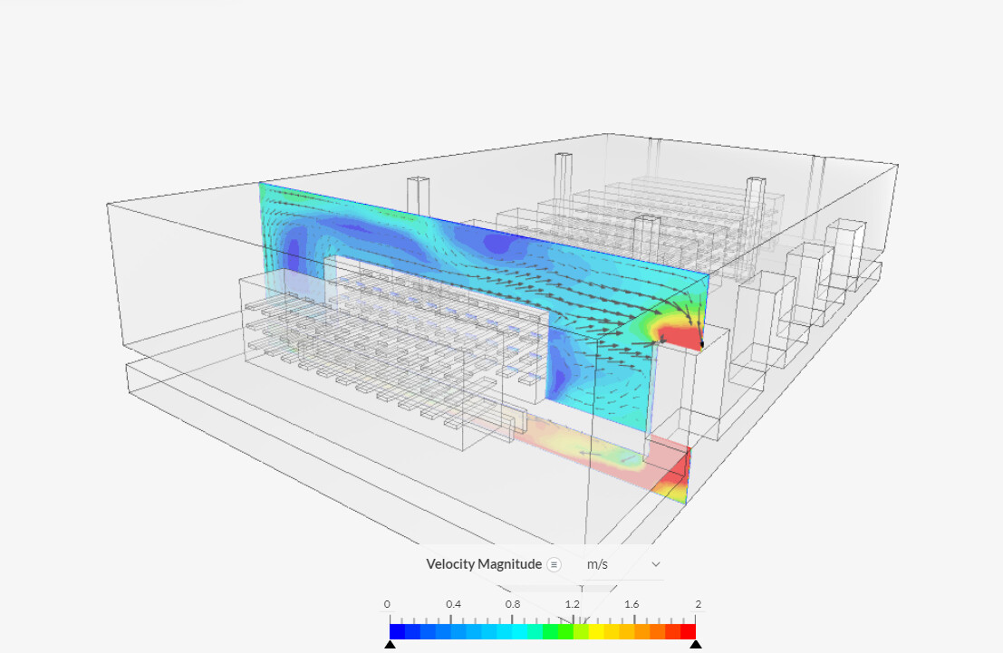 Airflow in a Data Center to Evaluate Ventilation by jprobst | SimScale